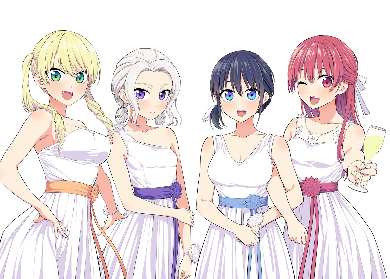 hiroyuki (artist) kanojo mo kanojo hoshizaki rika kiryuu shino minase nagisa saki saki cleavage ...